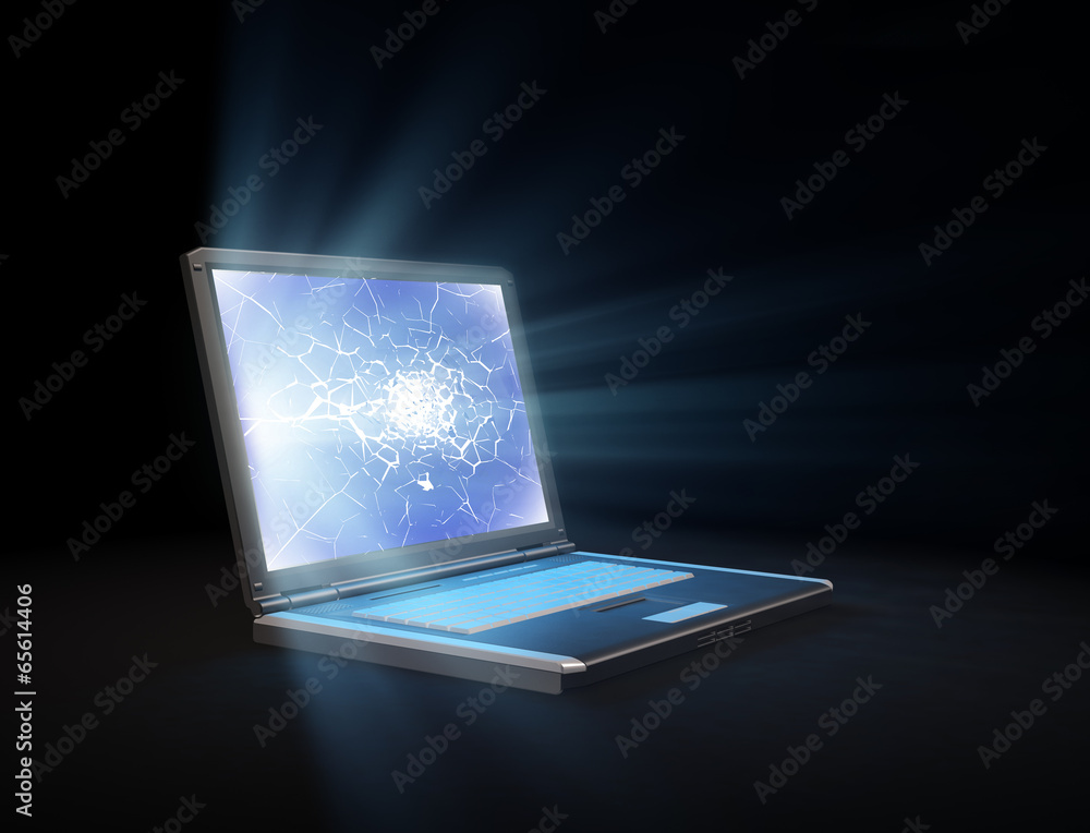 Broken laptop Stock Illustration | Adobe Stock