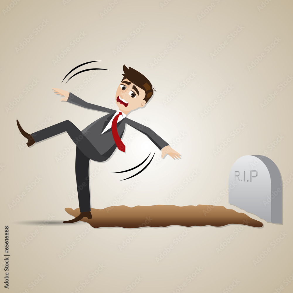 cartoon businessman falling into graveyard Stock Vector | Adobe Stock