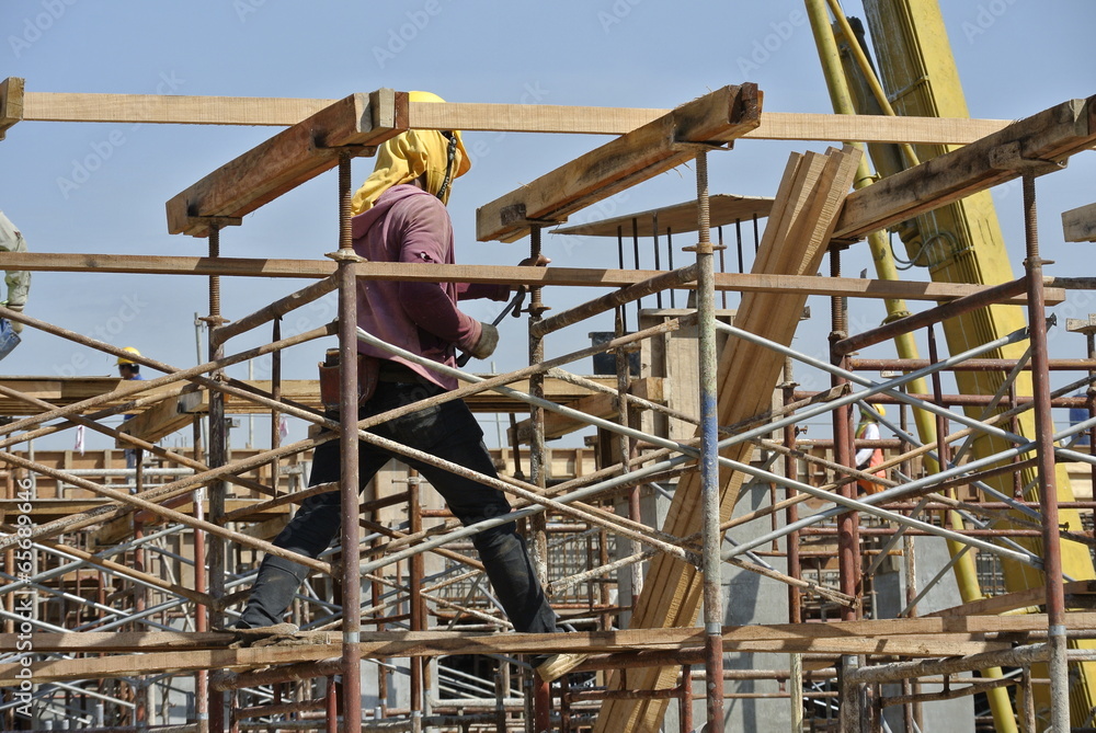 One Construction Workers Installing Formwork Stock Photo | Adobe Stock