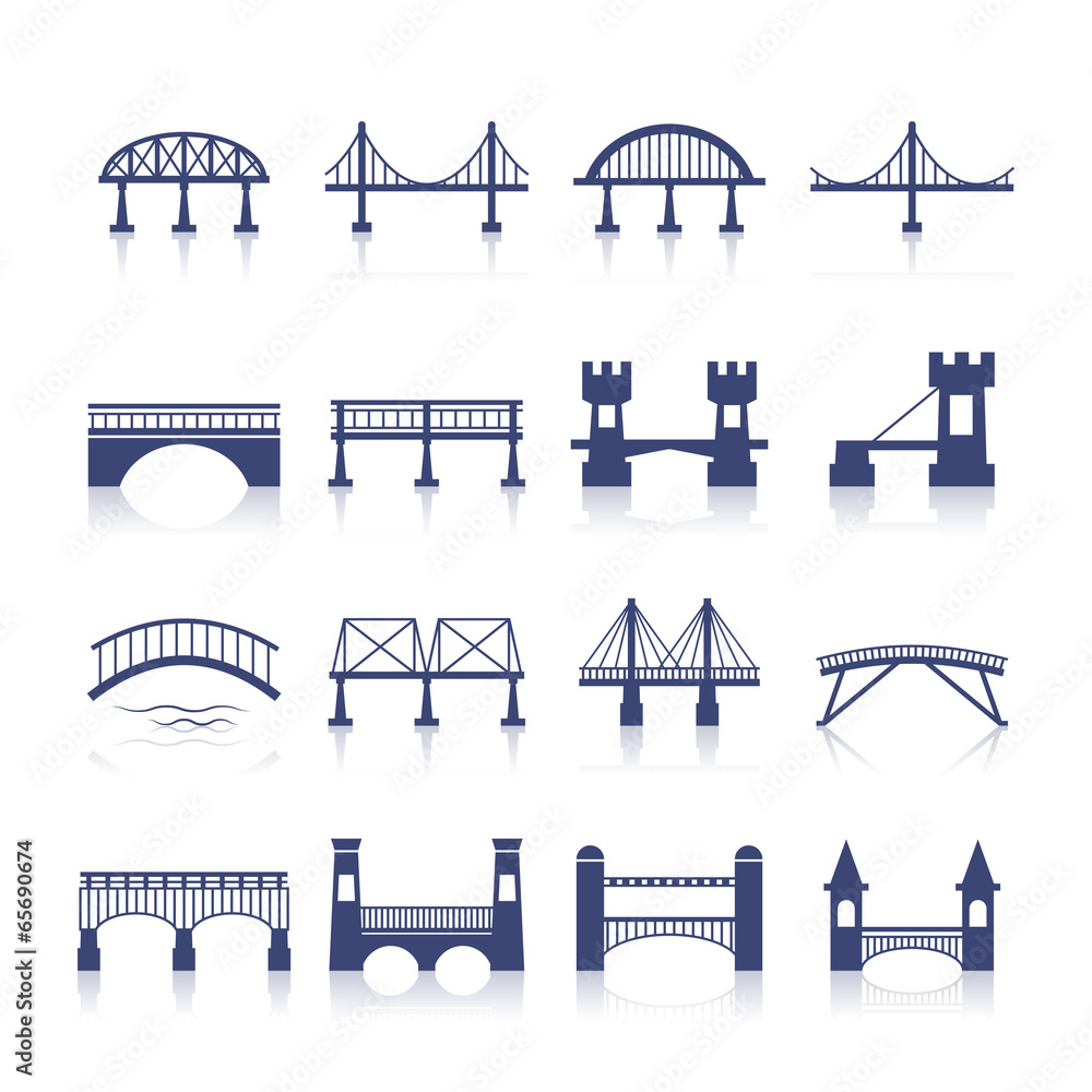 Bridge Icons Set Stock Vector | Adobe Stock