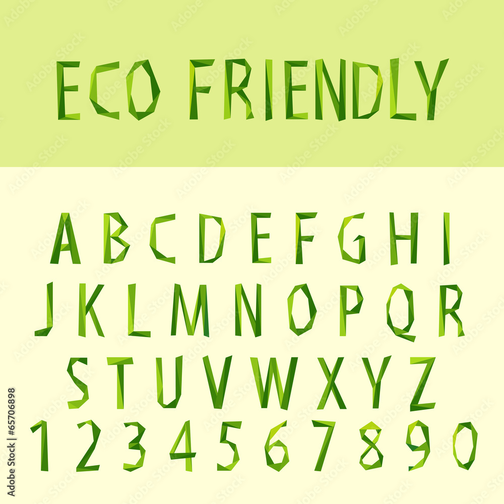 eco friendly (type) font by triangles, polygon vector Stock Vector ...