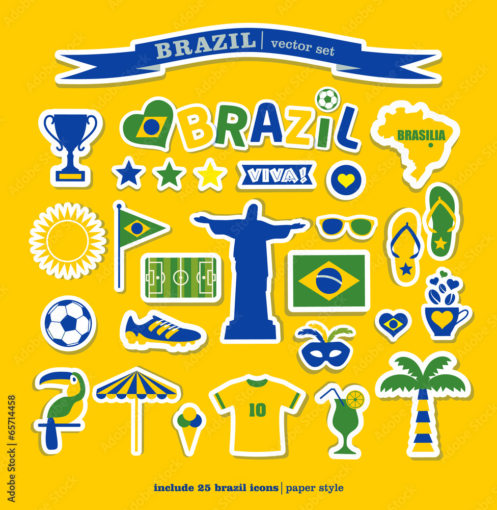 Vetor de Brazil icons set. Vector elements for your design. do Stock ...