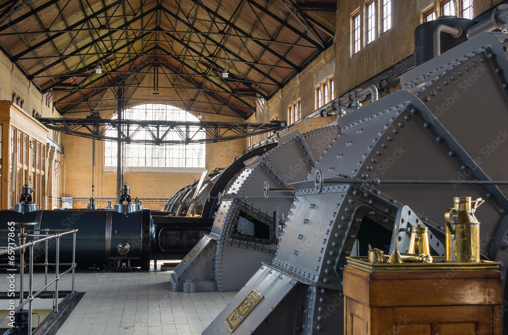Machine room of historic steam pumping station Stock Photo | Adobe Stock