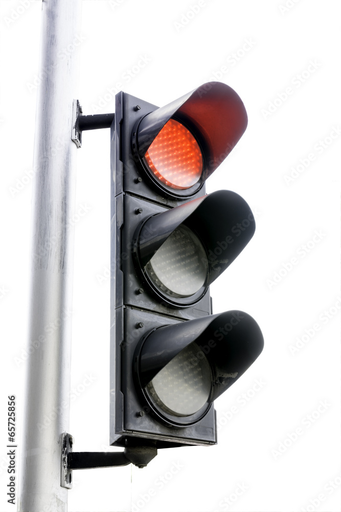 Red color on the traffic light isolated on white background Stock Photo ...