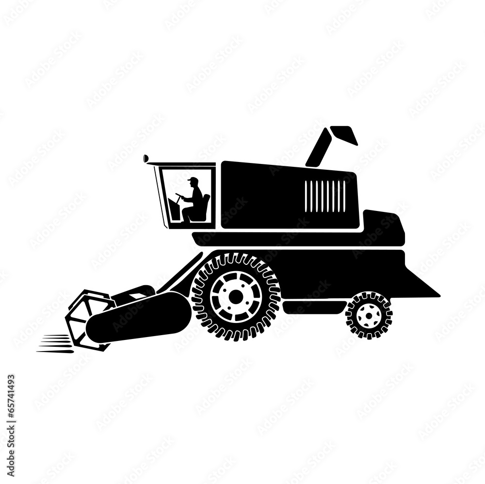 combine harvester on a white background Stock Vector | Adobe Stock