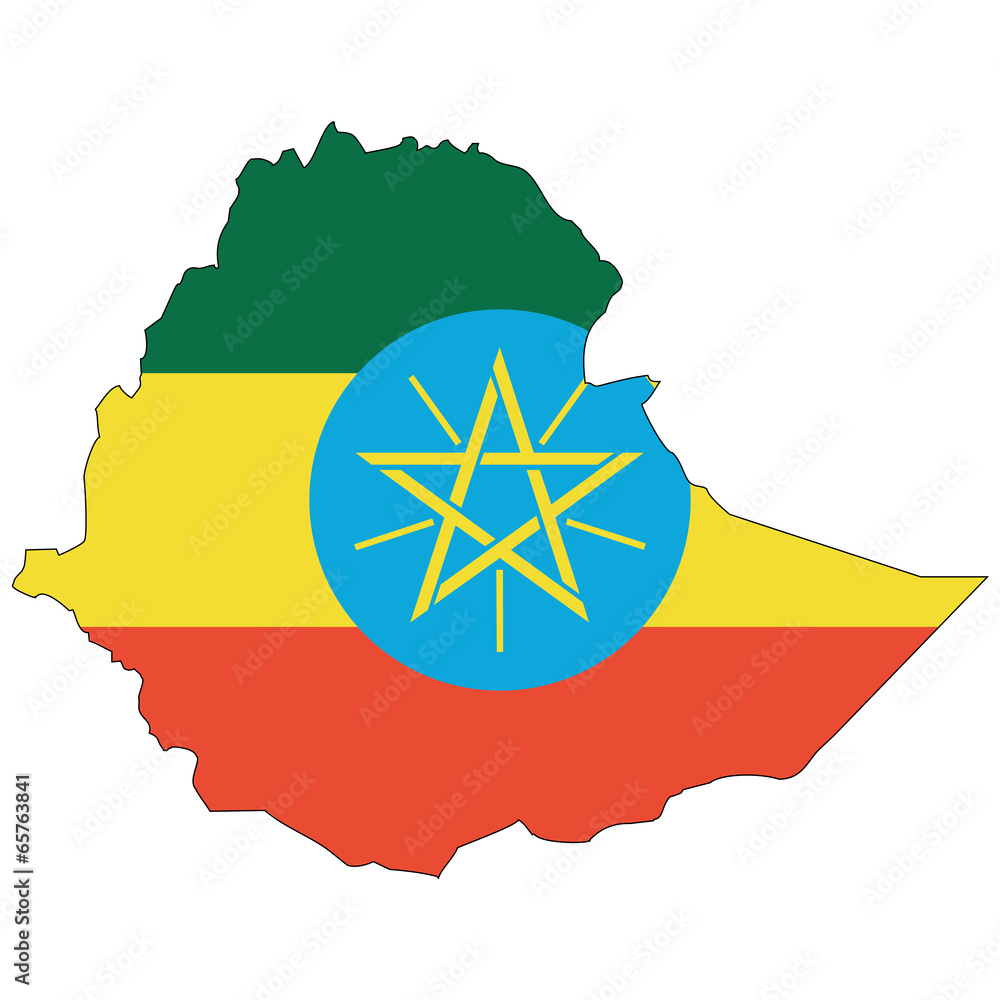 Vector map with the flag inside - Ethiopia. Stock Vector | Adobe Stock
