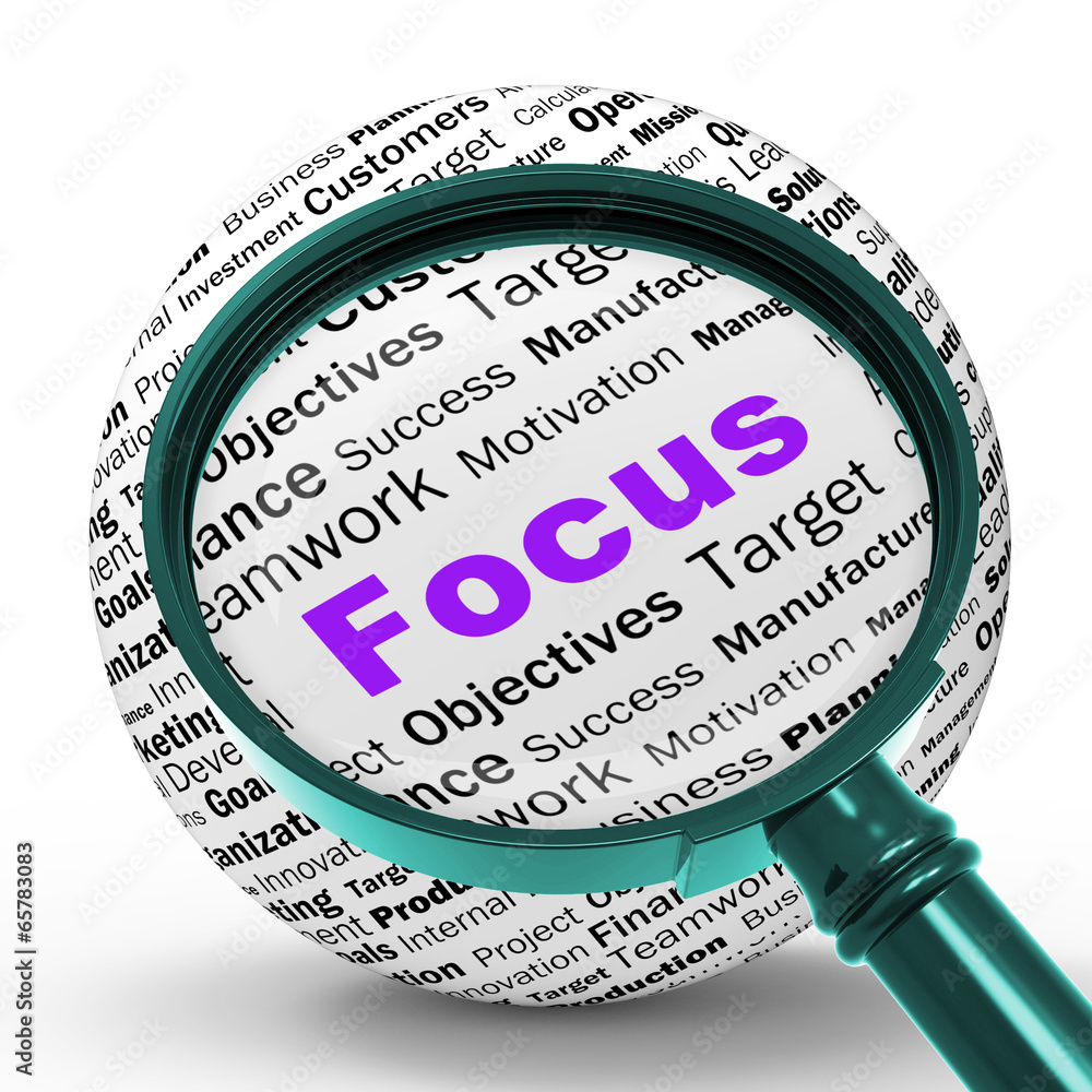 Focus Magnifier Definition Shows Concentration And Targeting Stock ...
