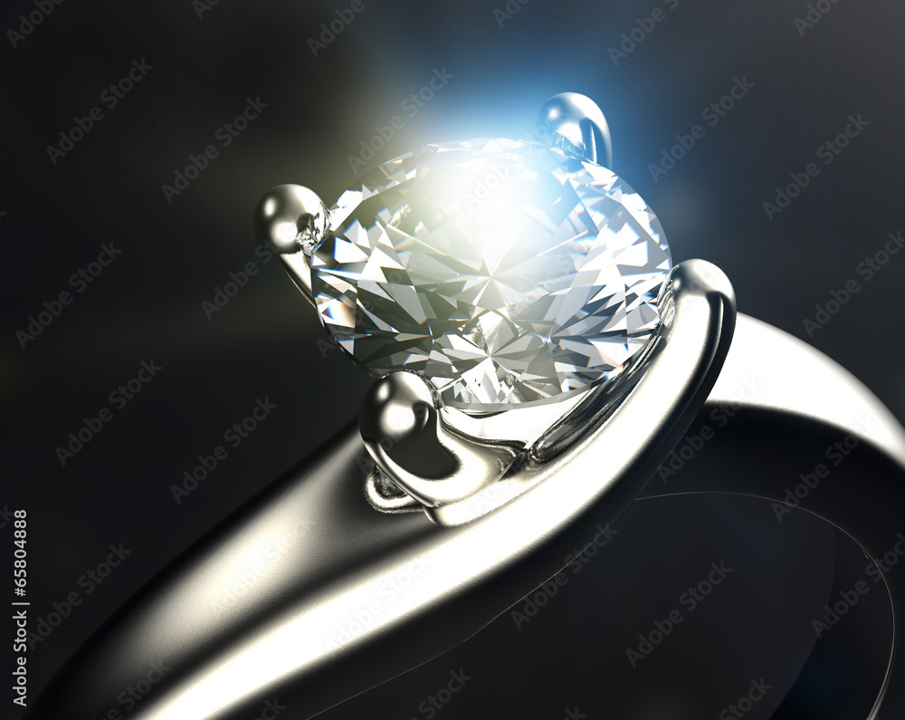 Ring with diamond isolated on gray background Stock Illustration ...
