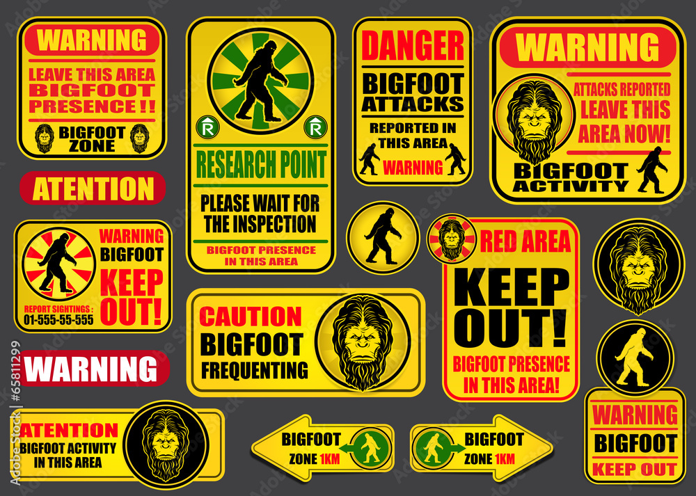 Bigfoot Signs Collection Stock Vector | Adobe Stock