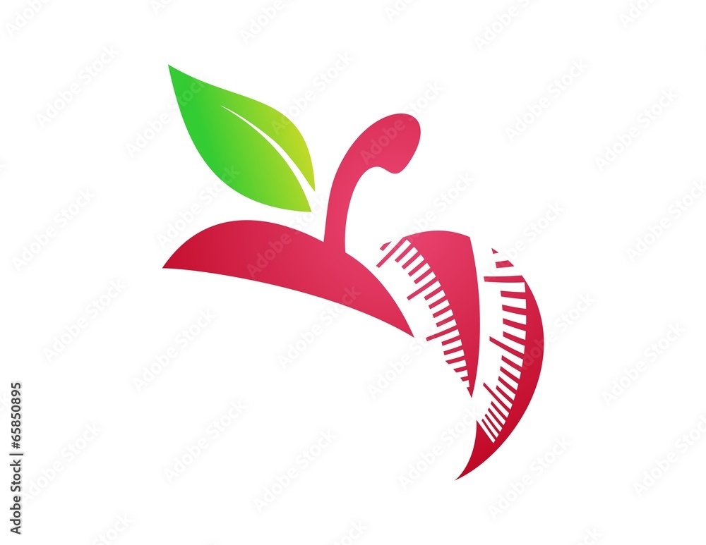 apple logo fitness icon diet symbol Stock Illustration | Adobe Stock