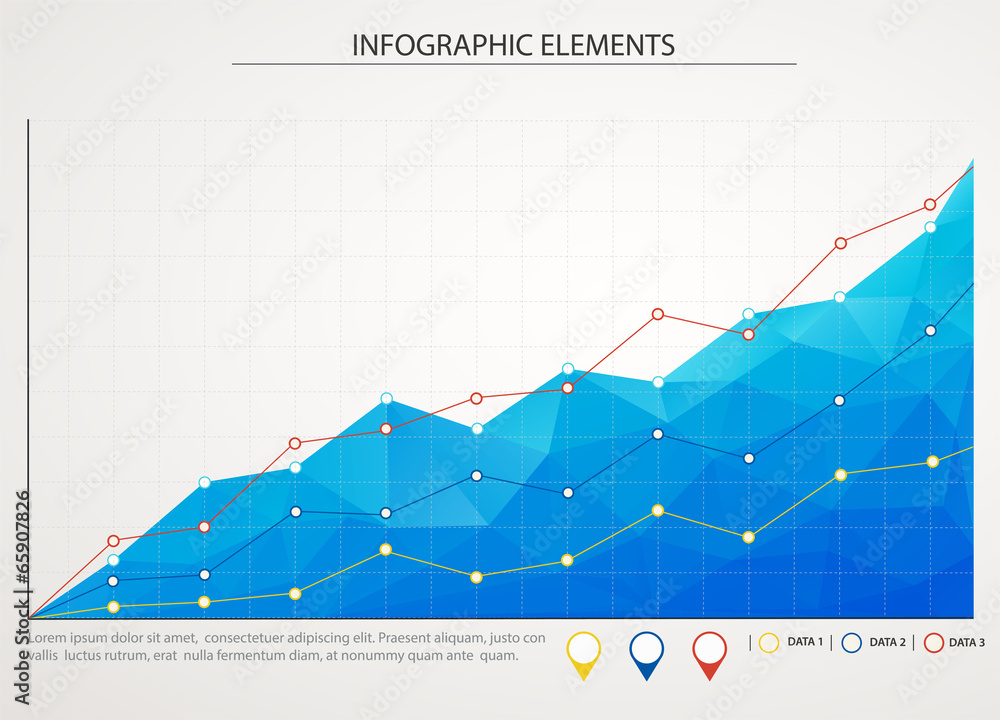 Blue business chart graph with three lines of increase Stock Vector ...
