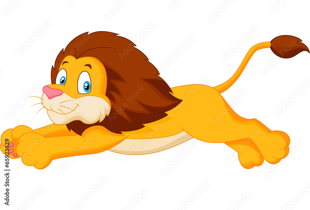 Lion cartoon jumping Stock Vector | Adobe Stock