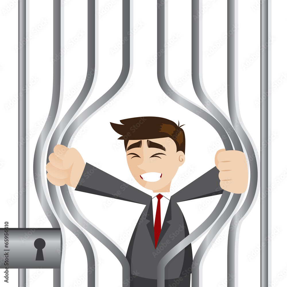 cartoon businessman trying to break prison Stock Vector | Adobe Stock
