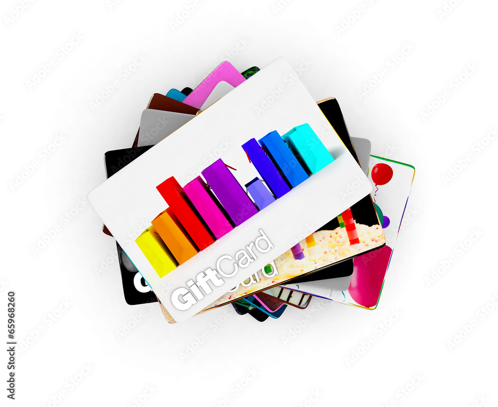 Stack of gift card designs for all people, white background Stock ...