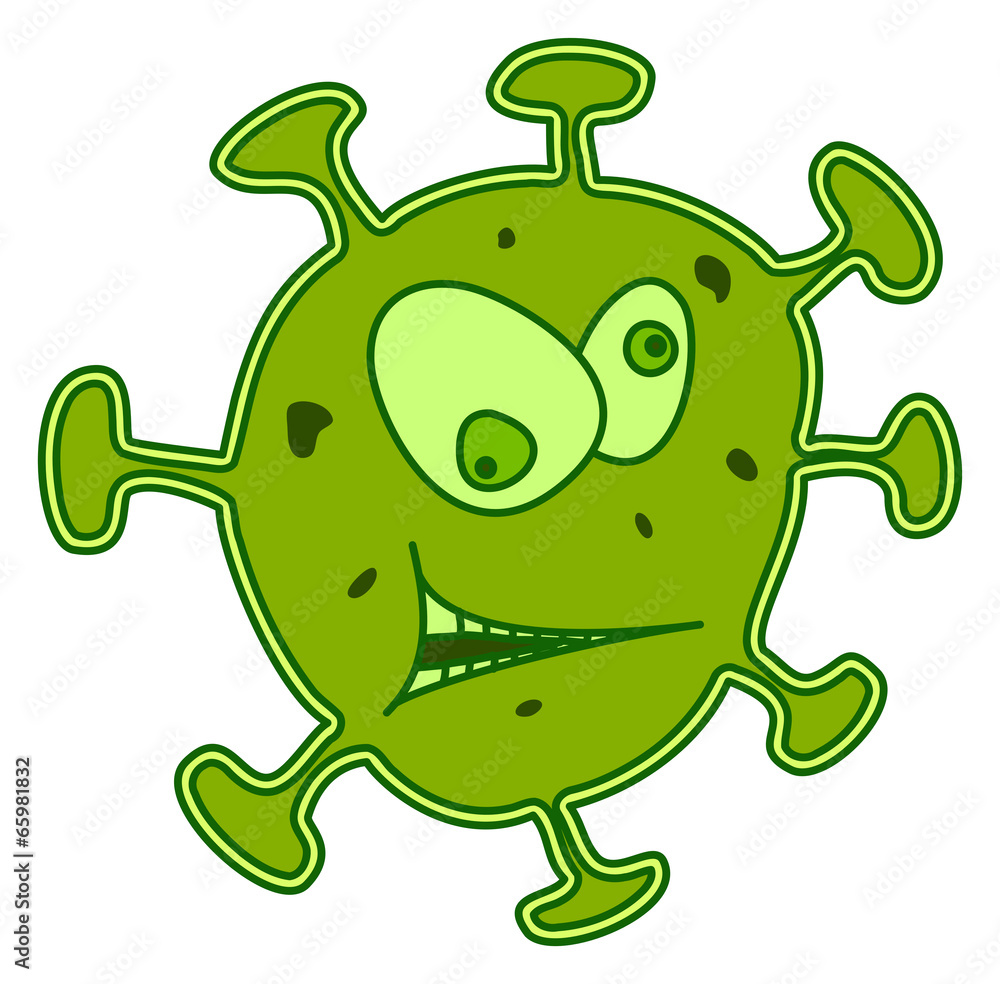 Green cartoon germ character Illustration Stock | Adobe Stock