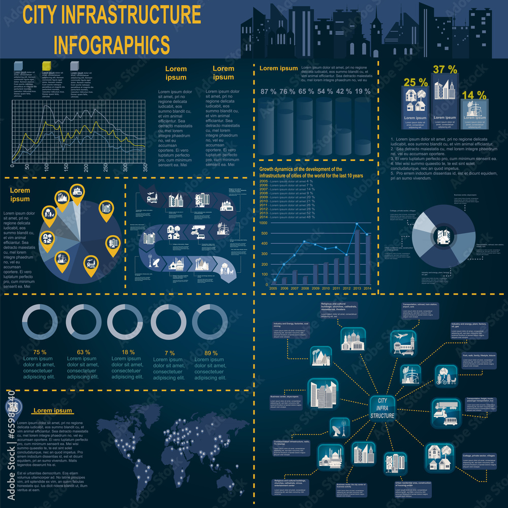Set of elements infrastructure city, vector infographics Stock Vector ...