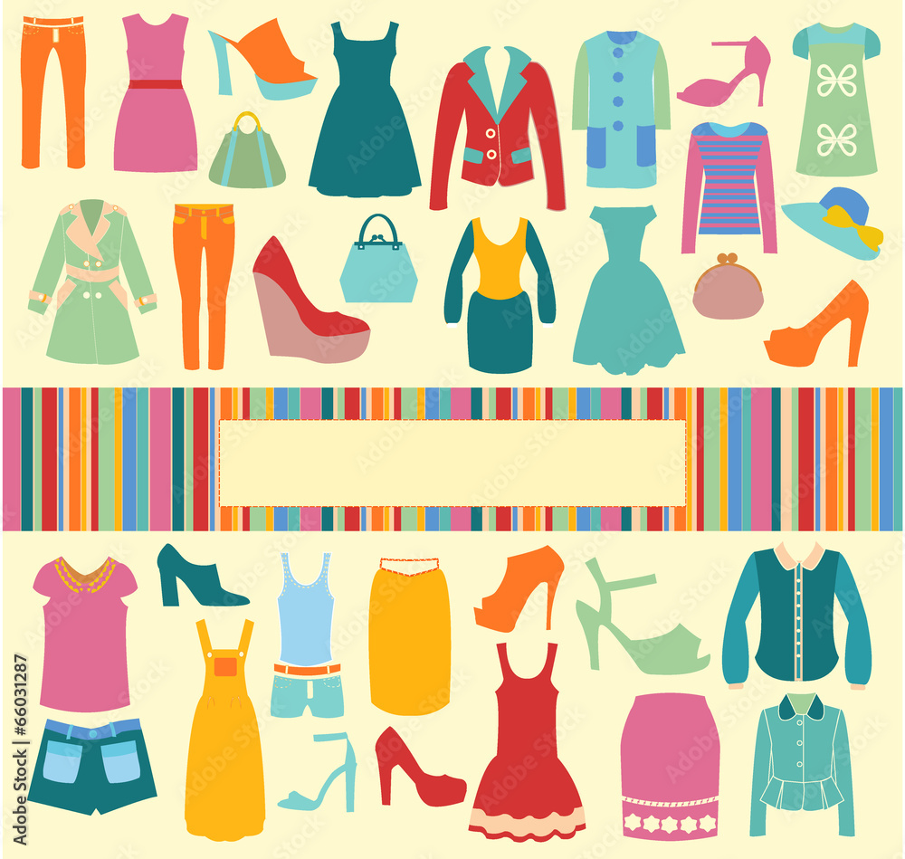 Fashion background vector icons set - Illustration Stock Vector | Adobe ...