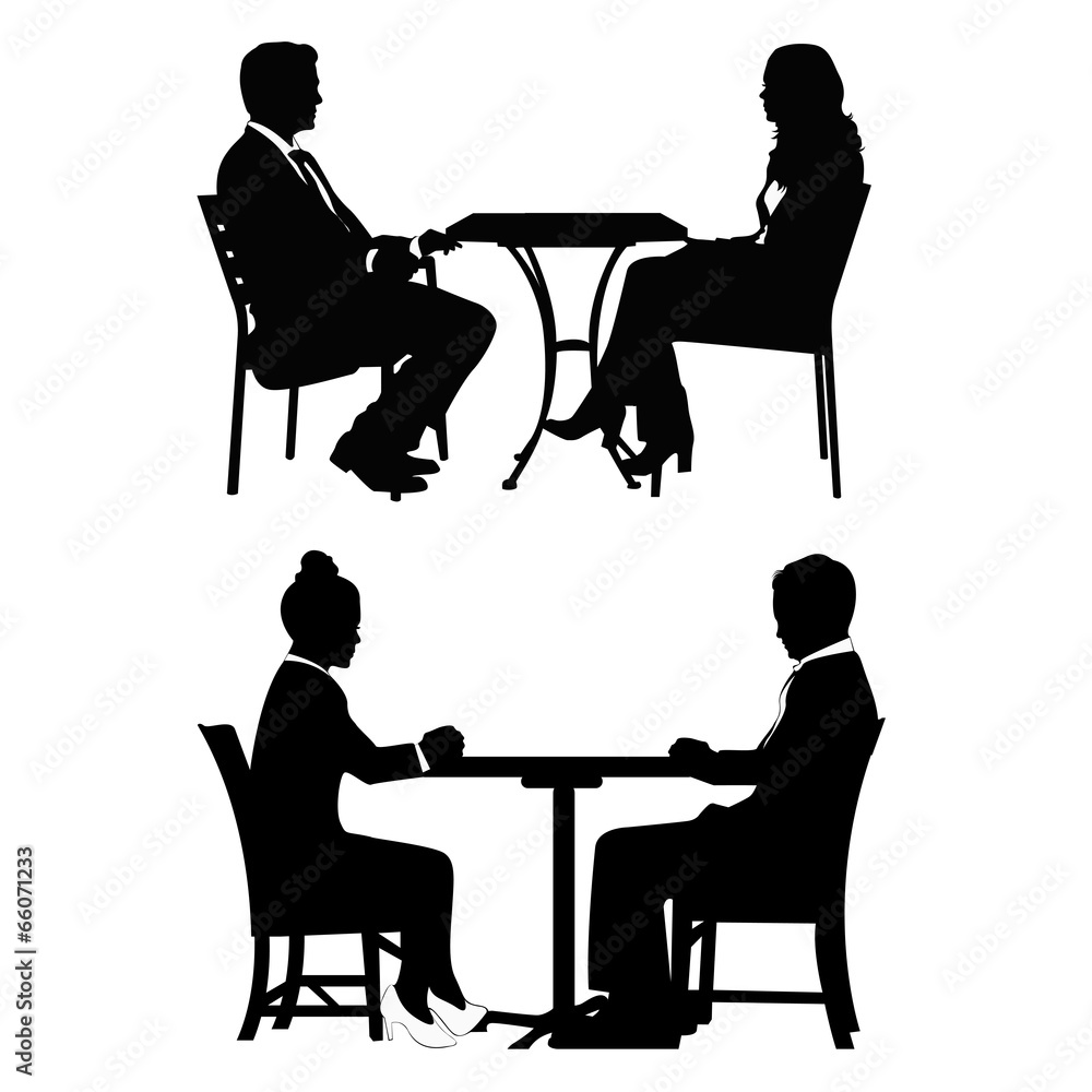 People sitting at table and talking.Vector illustration Stock Vector ...