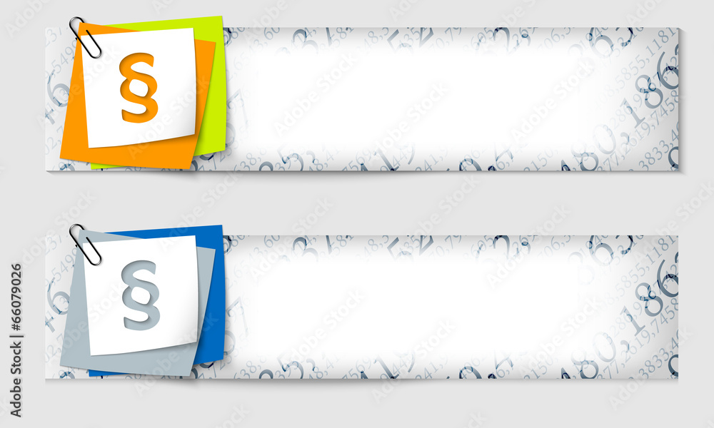 set of two banners with the texture of the numbers and paragraph Stock ...