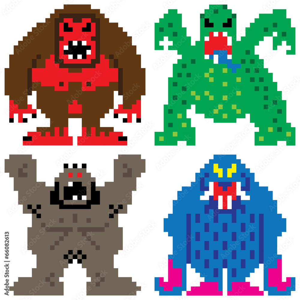 worse nightmare terrifying monsters pixel art Stock Vector | Adobe Stock