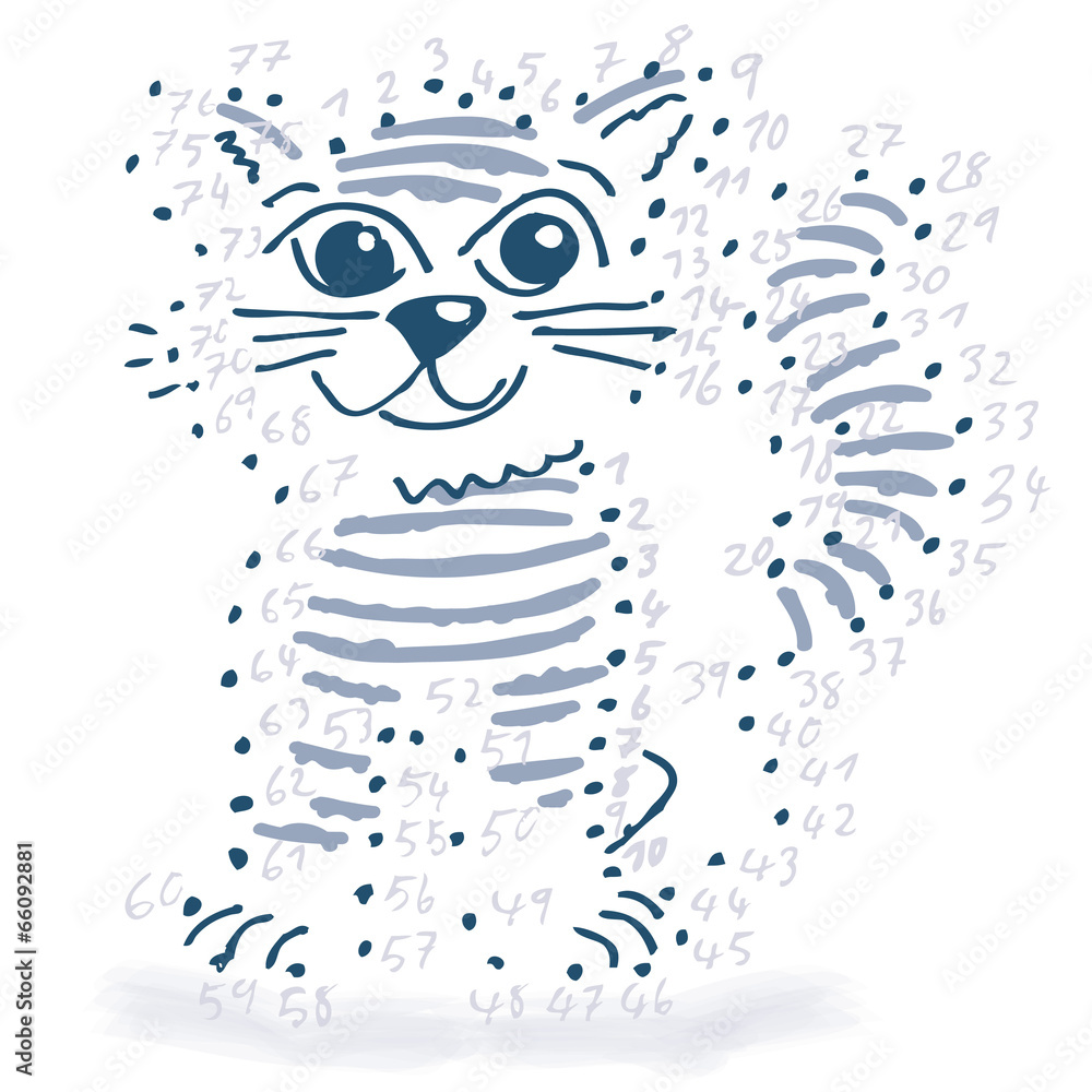Punktzeichnung mit Katze Stock-Vektorgrafik | Adobe Stock