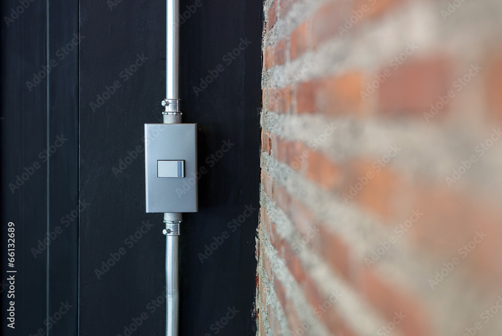 Switch control box on the back wall of factory. Stock Photo | Adobe Stock