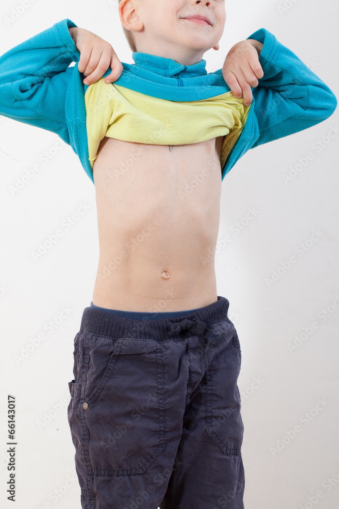 sports, happy boy shows his well proportioned belly Stock Photo | Adobe ...