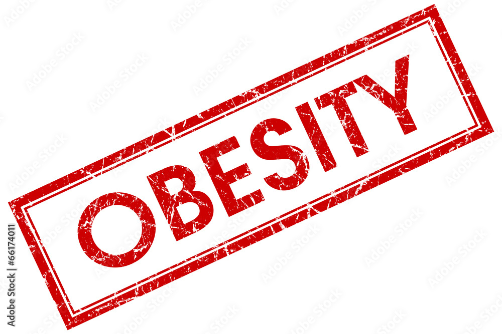 Obesity red square grungy stamp isolated on white background Stock ...