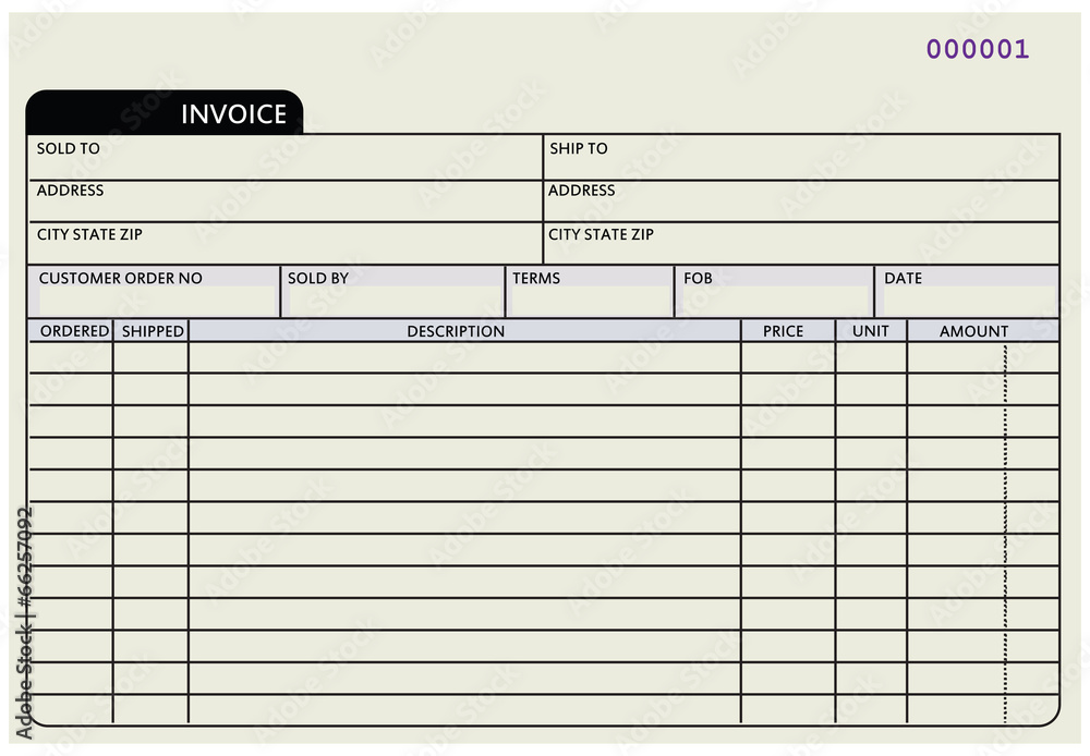 Numbered invoice Stock Vector | Adobe Stock