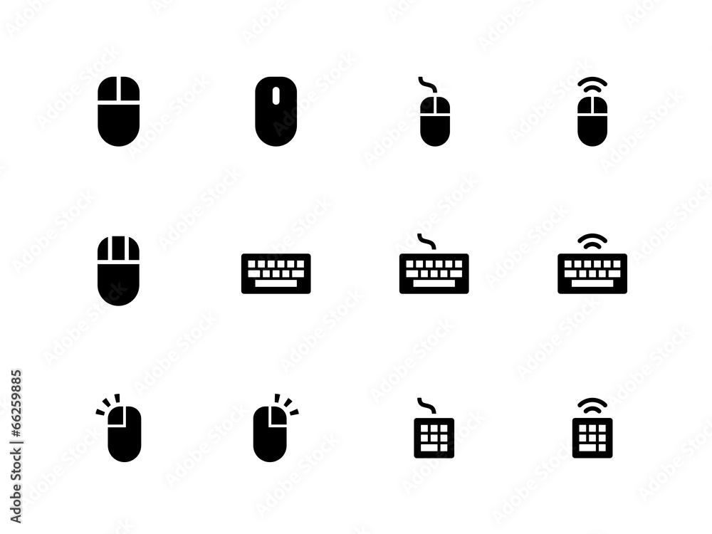 Mouse and Keyboard icons on white background. Stock Vector | Adobe Stock