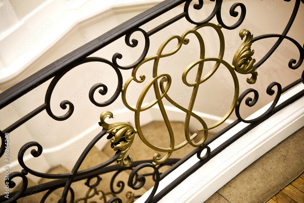 Foto de Wrought iron handrail in a French house do Stock | Adobe Stock