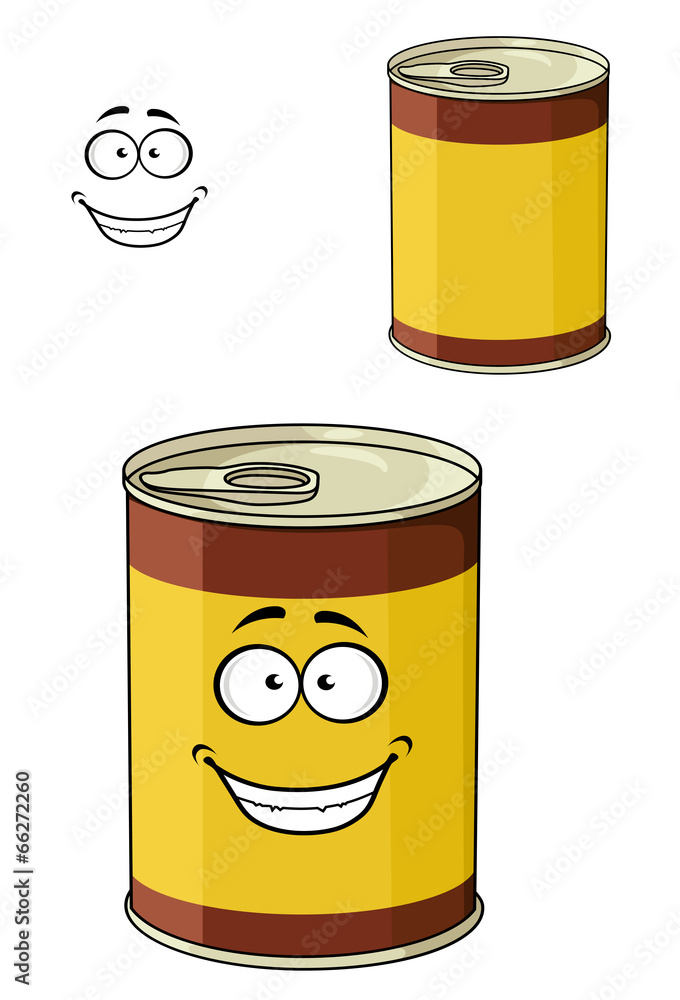Cartoon can of tinned food with a happy smiling face Stock Vector ...