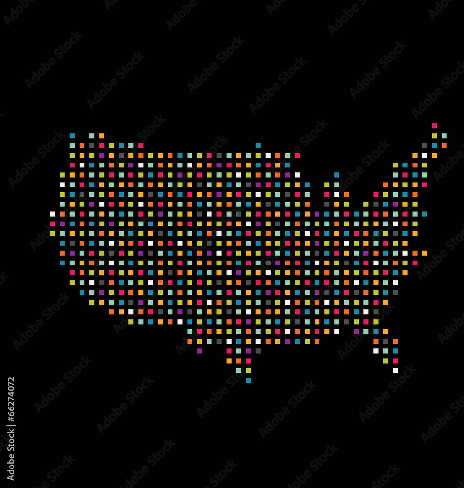 United States color square dot map image. Stock Vector | Adobe Stock