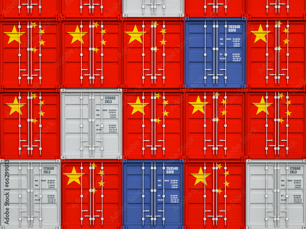 container transport flag china. competition chinese asian market Stock ...