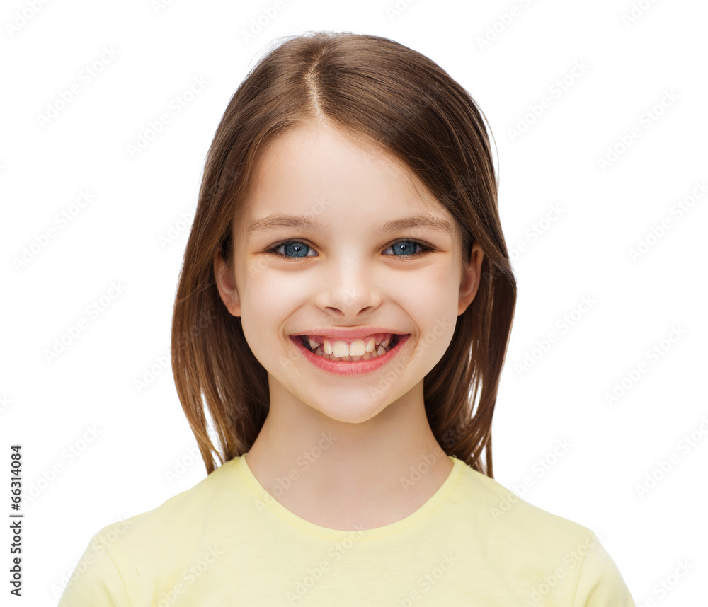 smiling little girl over white background Stock Photo | Adobe Stock