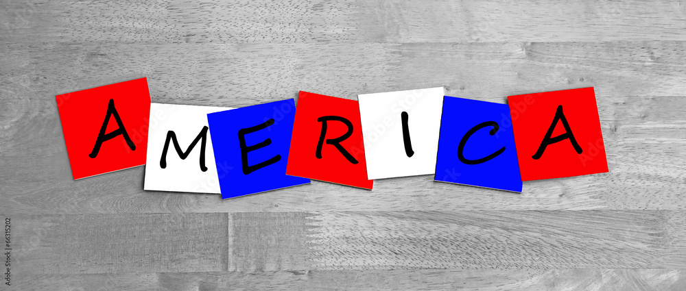 America, word sign series in national flag colors for countries. Stock ...