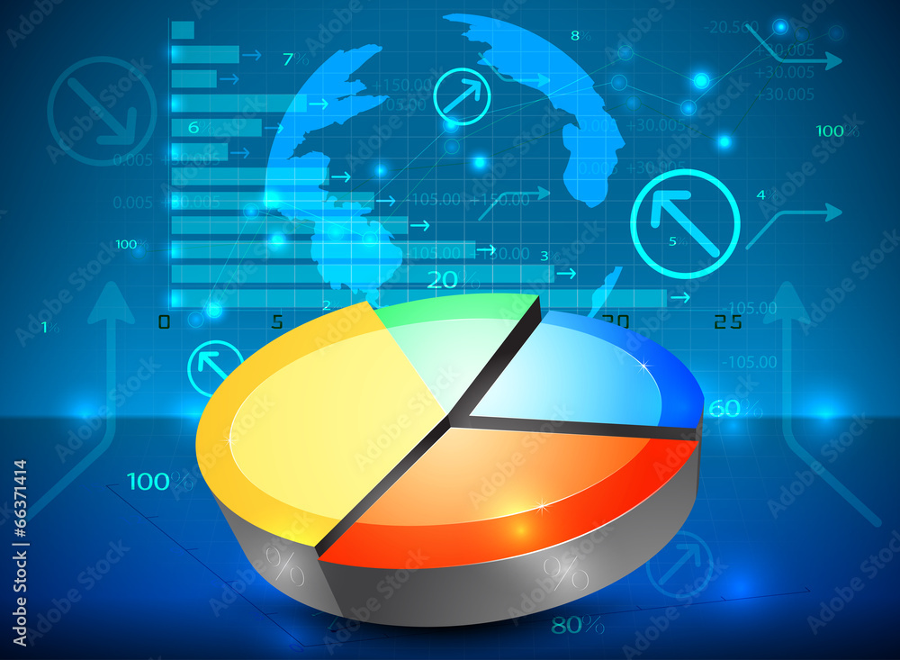 Pie chart on the rise vector business graph background Stock Vector ...