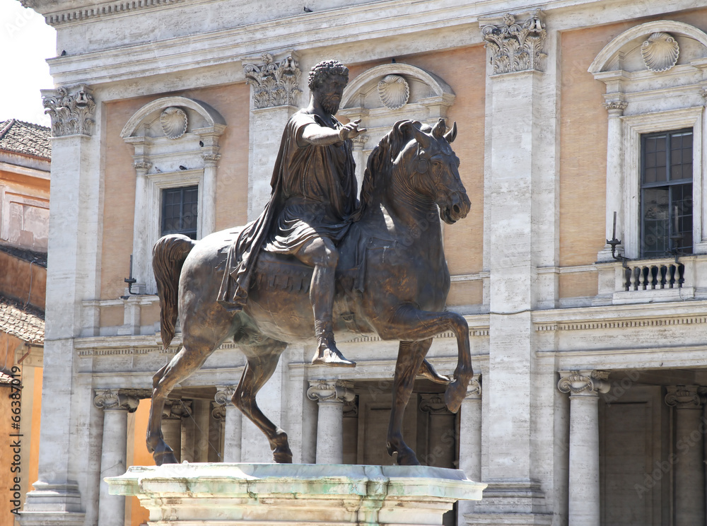 rome, ancient Rome with Marcus Aurelius on the Piazza del Campid Stock ...