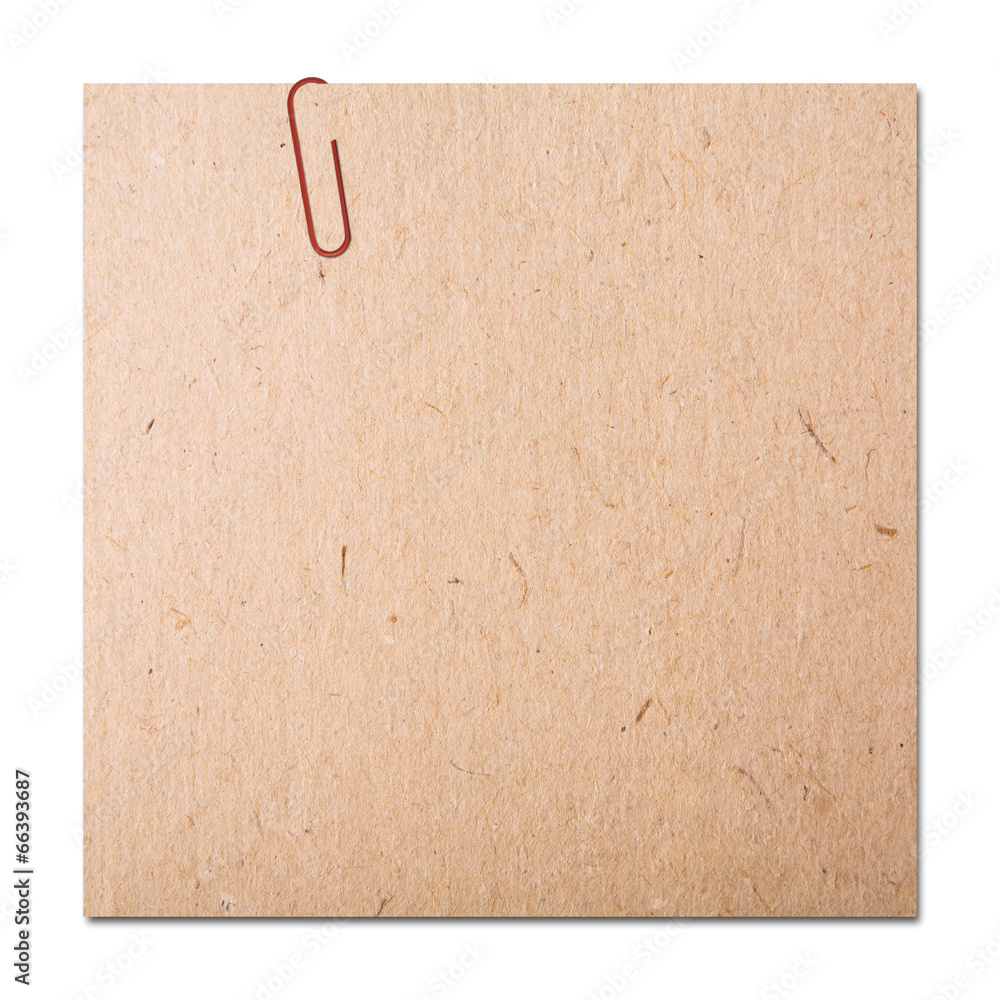 note with paper-clip isolated, clipping path Stock Photo | Adobe Stock