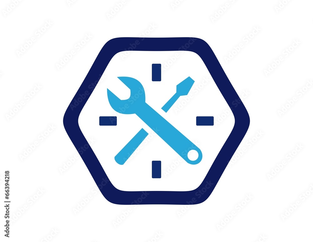 time service workshop logo, mechanic icon, technology engineering ...