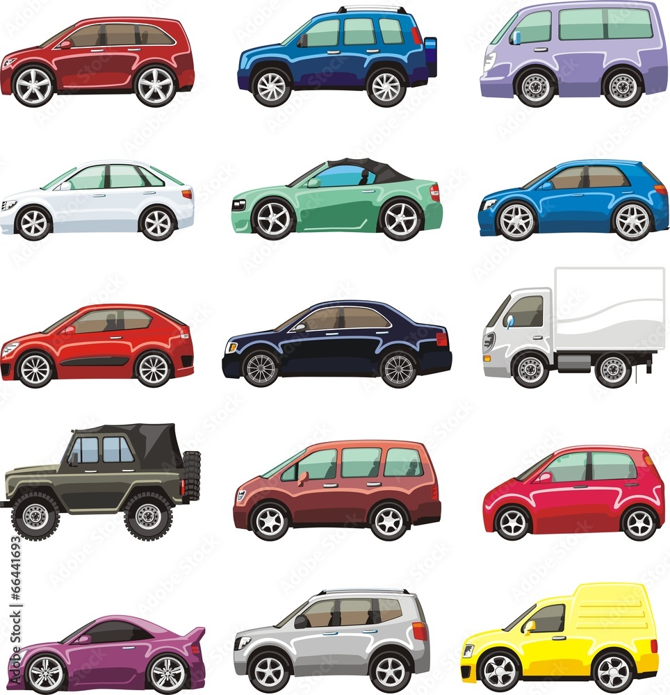 cartoon passenger car lorry and van for illustration Stock Vector ...