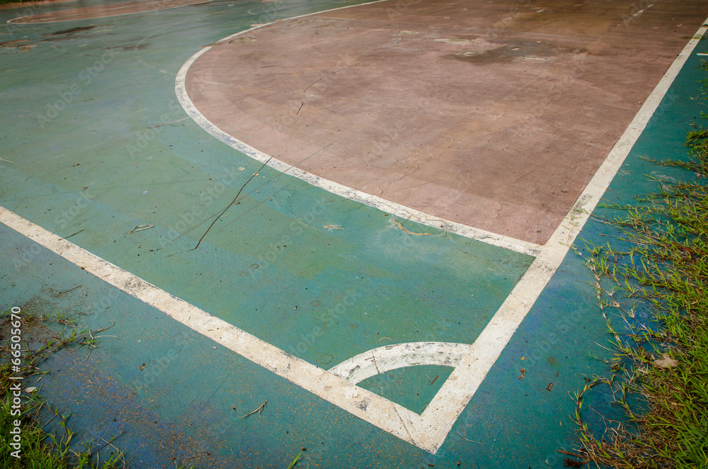 old outdoor basketball court floor Stock Photo | Adobe Stock
