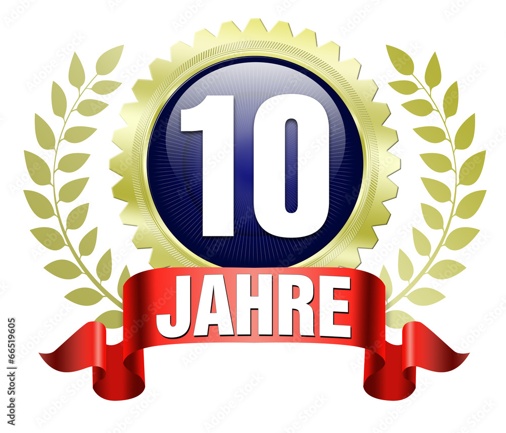 button lorbeer 10-jähriges jubiläum Stock-Illustration | Adobe Stock