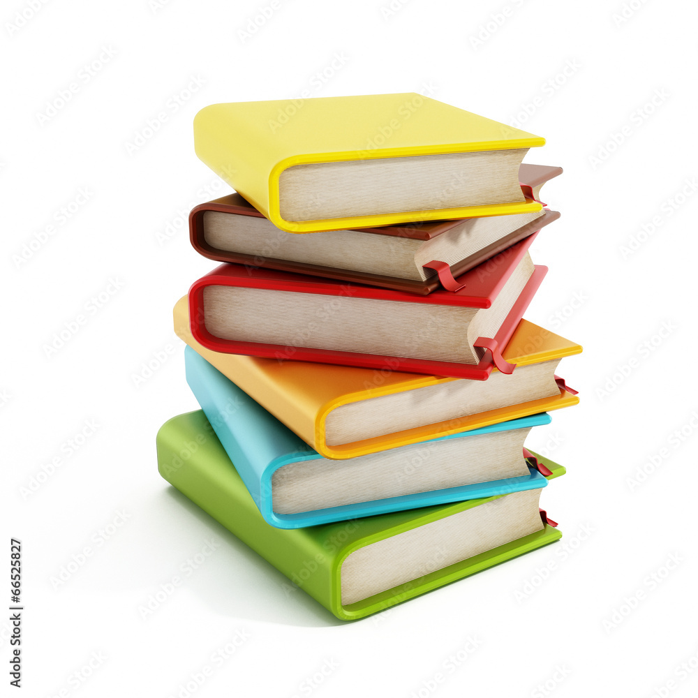 Multi-colored book stack isolated on white Stock Illustration | Adobe Stock
