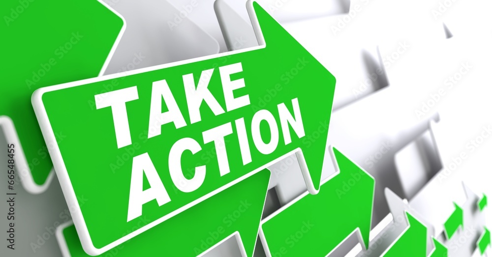 Take Action on Green Direction Arrow Sign. ilustración de Stock | Adobe ...