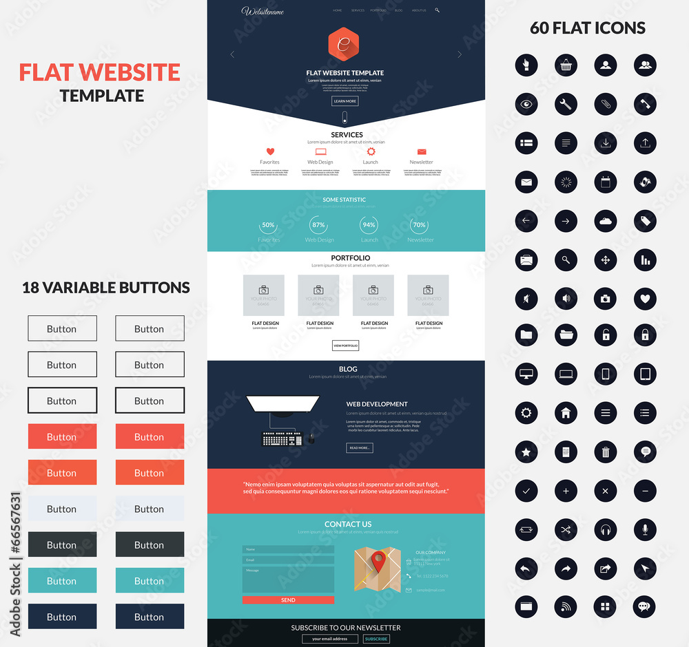 Website interface template- one page Stock Vector | Adobe Stock