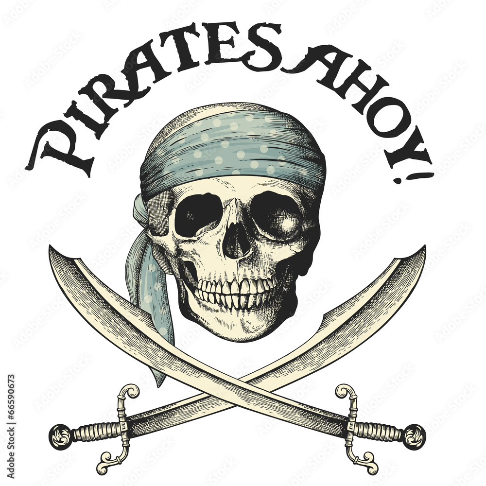 pirates symbol with skull and crossed sabers Stock Vector | Adobe Stock