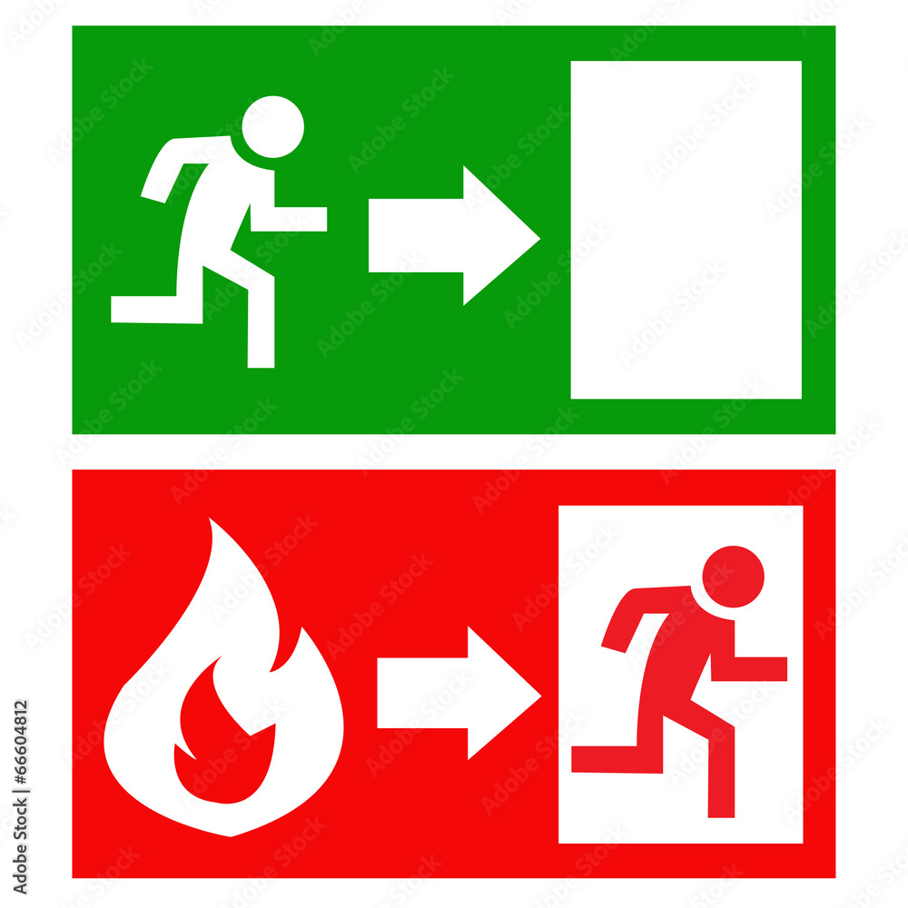 Vector fire exit signs Stock Vector | Adobe Stock