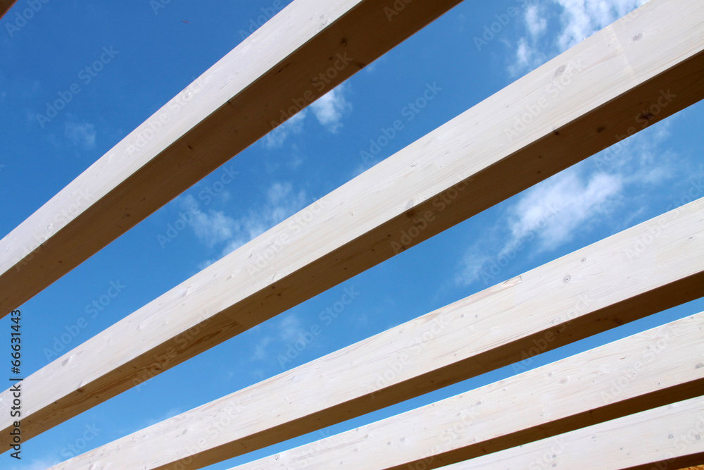 Balken aus Holz im Holzbau Stock Photo | Adobe Stock