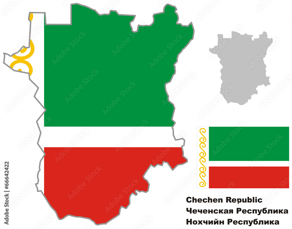 outline map of Chechnya with flag Stock Vector | Adobe Stock